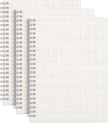AHGXG (3-Pack) A5 Dotted Spiral Notebook, 5x8 Dot Grid Journal with 100 ...