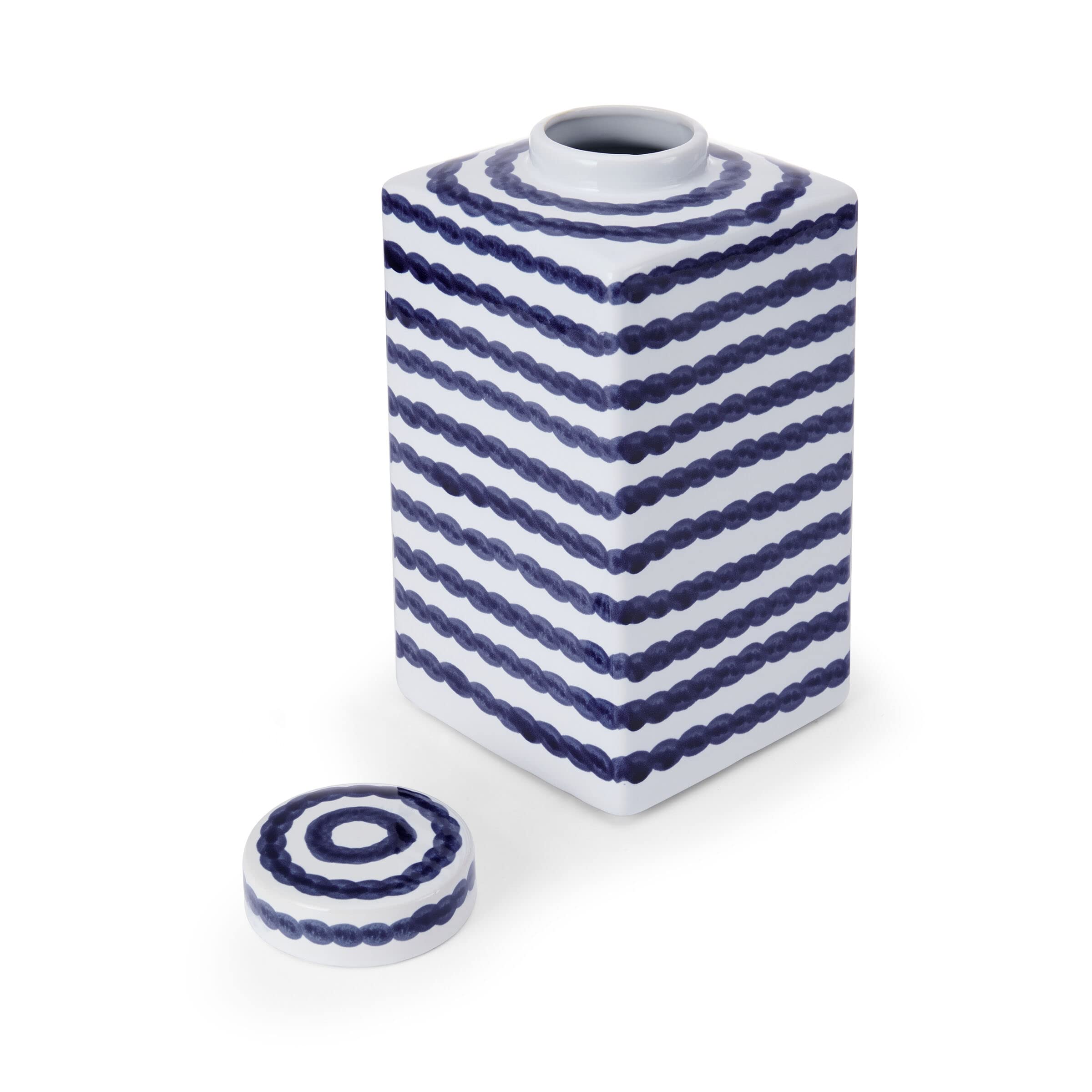 Amazon.com: Mikasa Blue and White Paint Stroke Square Ceramic Ginger ...