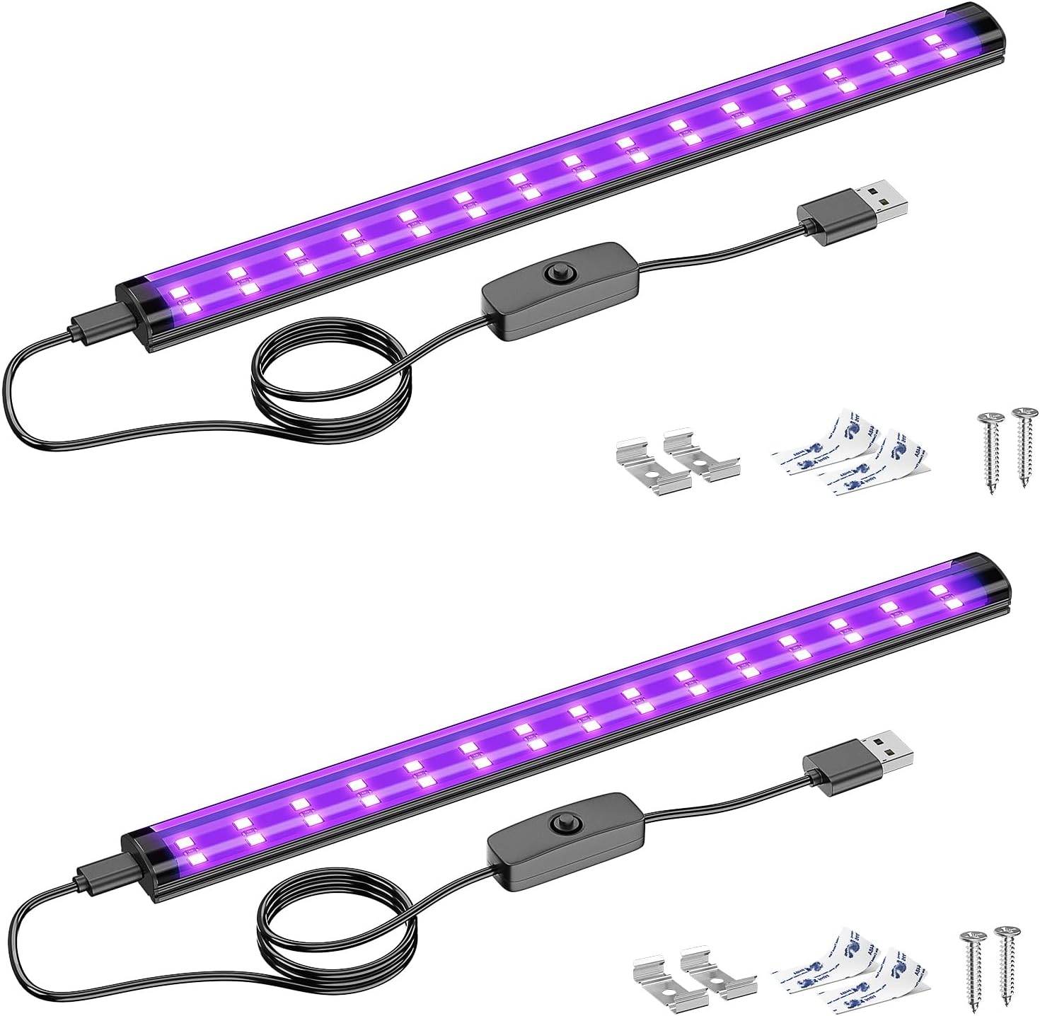 Onforu 2 Pack 10W LED Black Light Bar, 1ft, USB Blacklight Tube ...