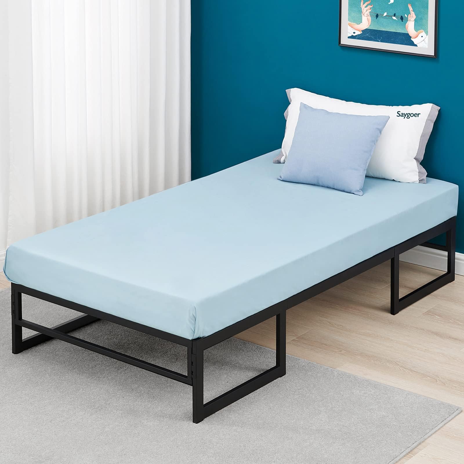 Dreamzie Metal Single Bed Frame 90x190 with Storage 41cm - Platform ...