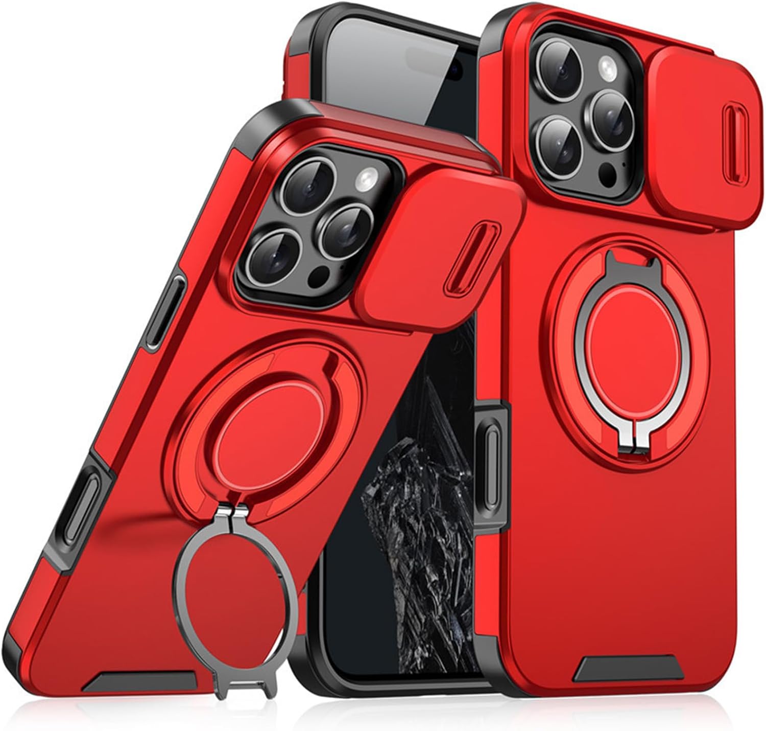 Amazon.com: Case with Slide Camera Cover & Rotatable Ring Kickstand ...