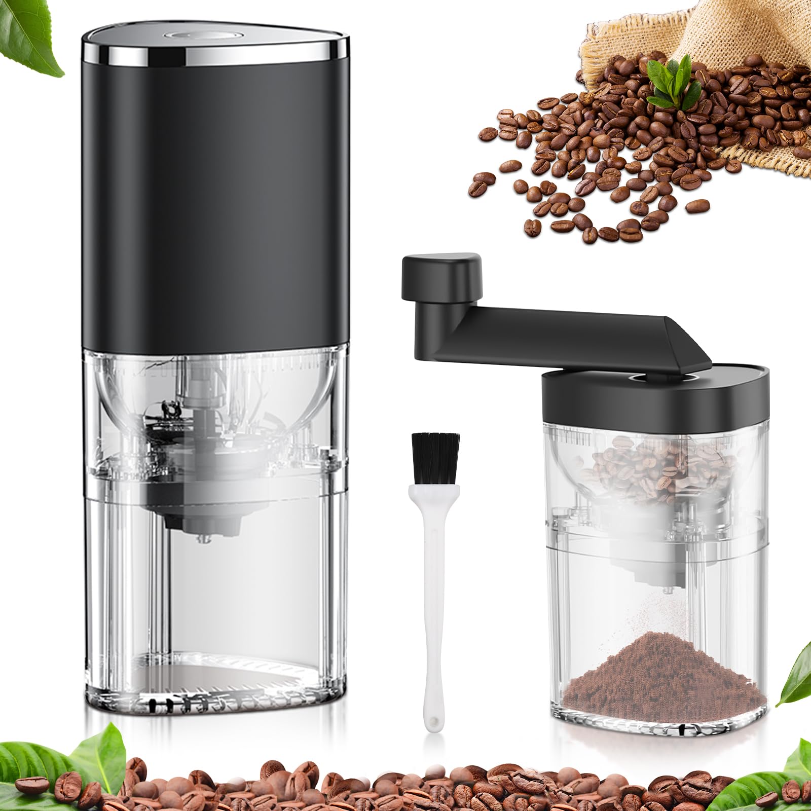Amazon.com: Portable Electric /Hand Tapered Burr Coffee Grinder,USB ...