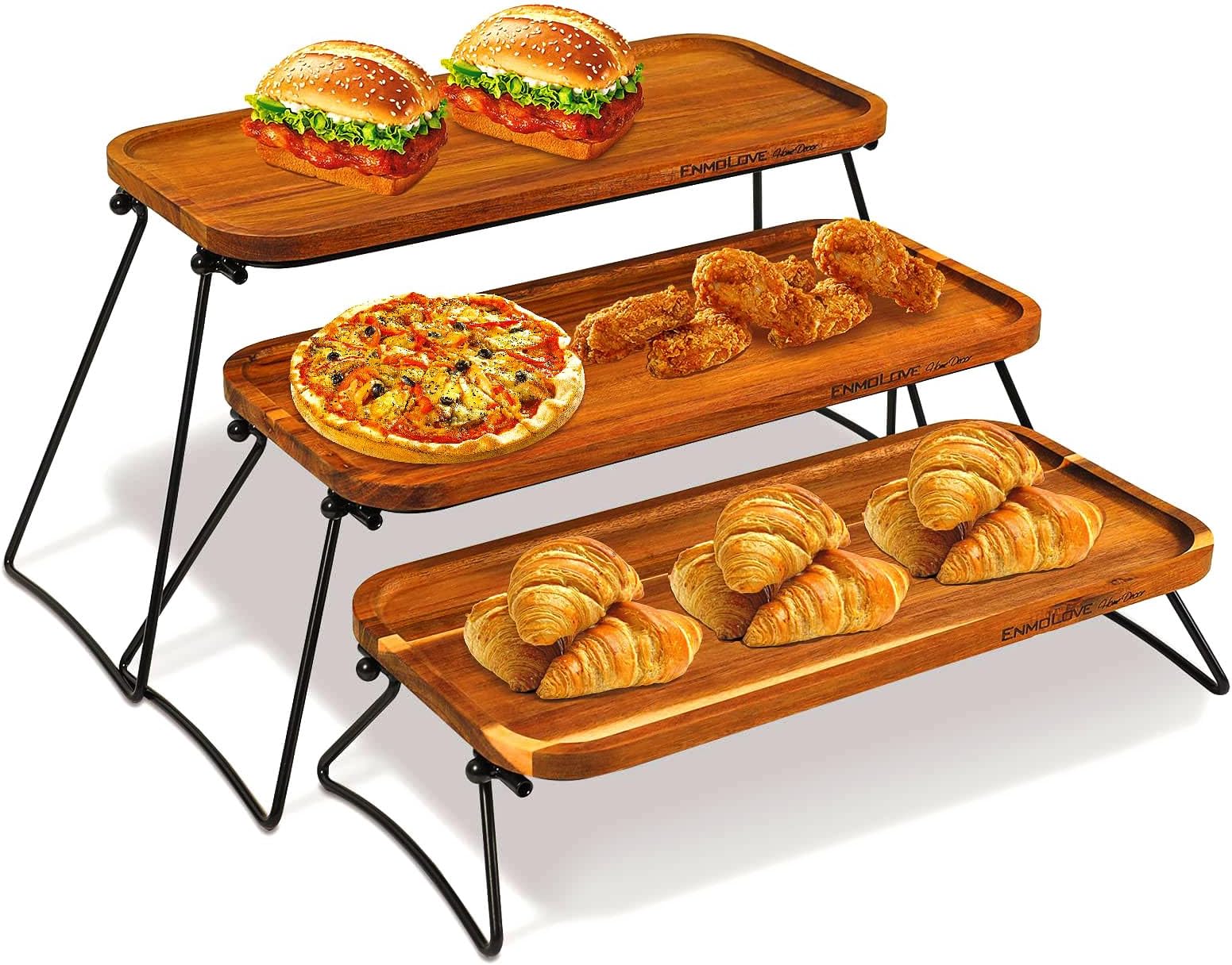 Amazon.com | tb Gonzo's 3 tier multipurpose wooden serving trays with ...