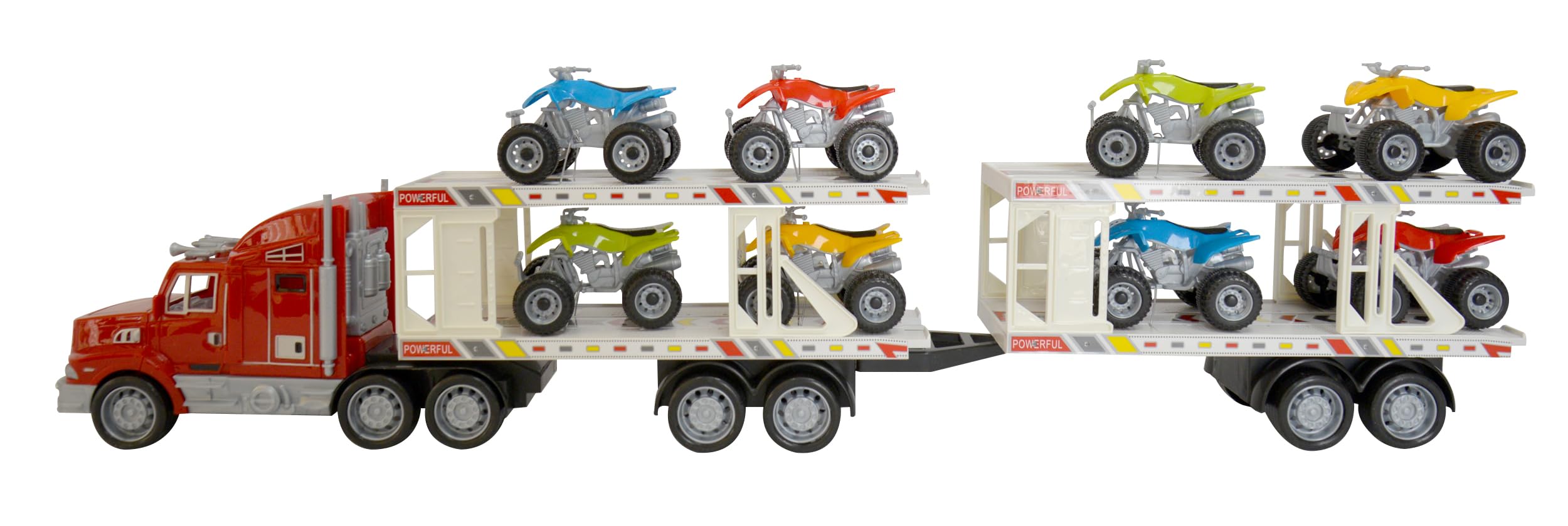 Amazon.com: 14.5" Friction Powered Semi Truck & 8 ATV Playset – Heavy ...