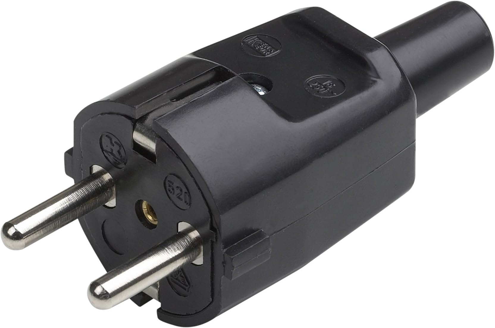 Schuko Stecker 3 Stück Stecker 250 V 10/16A mit Knickschutz, Schuko ...