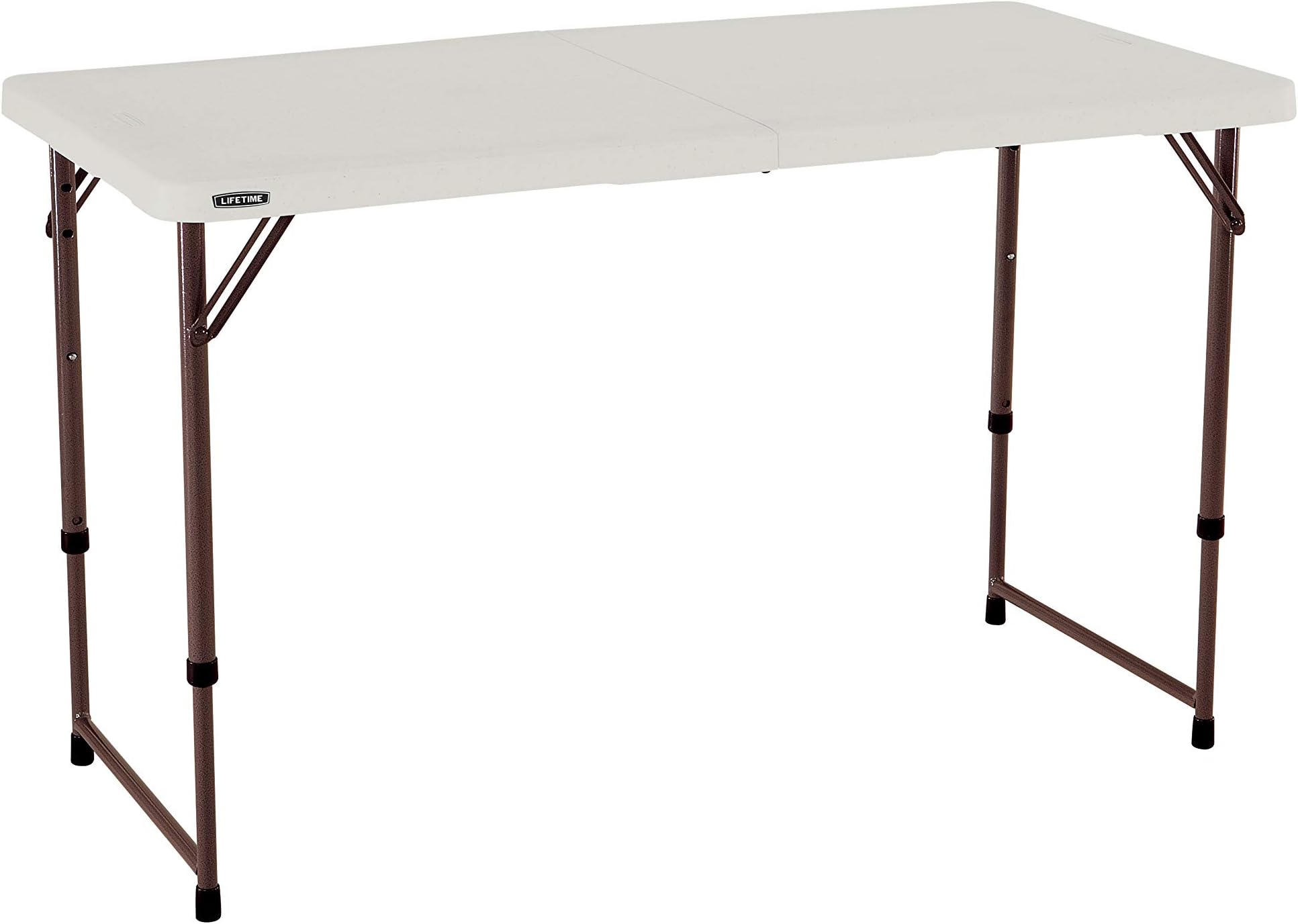 Amazon.com: Lifetime 4-Foot Fold-in-Half Adjustable Folding Table, 4 ft ...