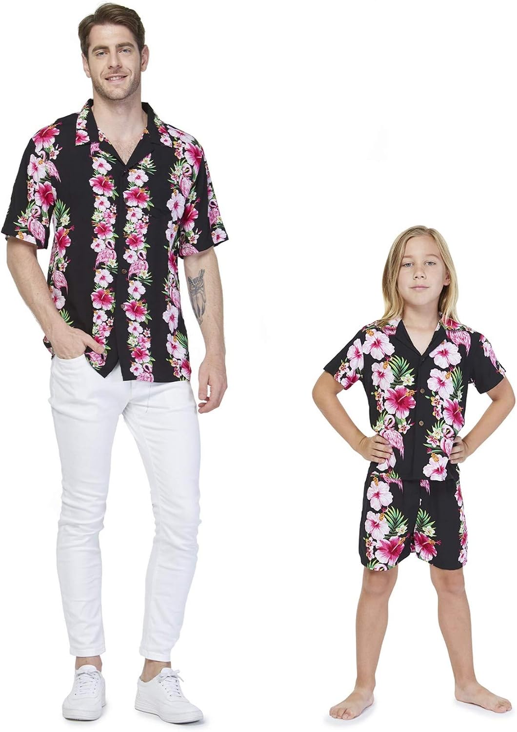Amazon.com: Matching Father Son Hawaiian Luau Outfit Men Shirt Boy ...
