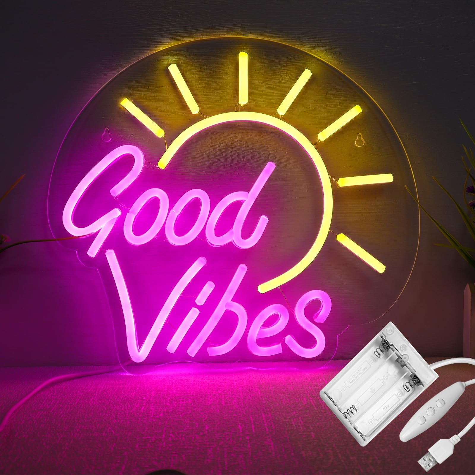 Amazon.com : NUOSHANZS Good Vibes Only Neon Sign,LED Neon Signs for ...
