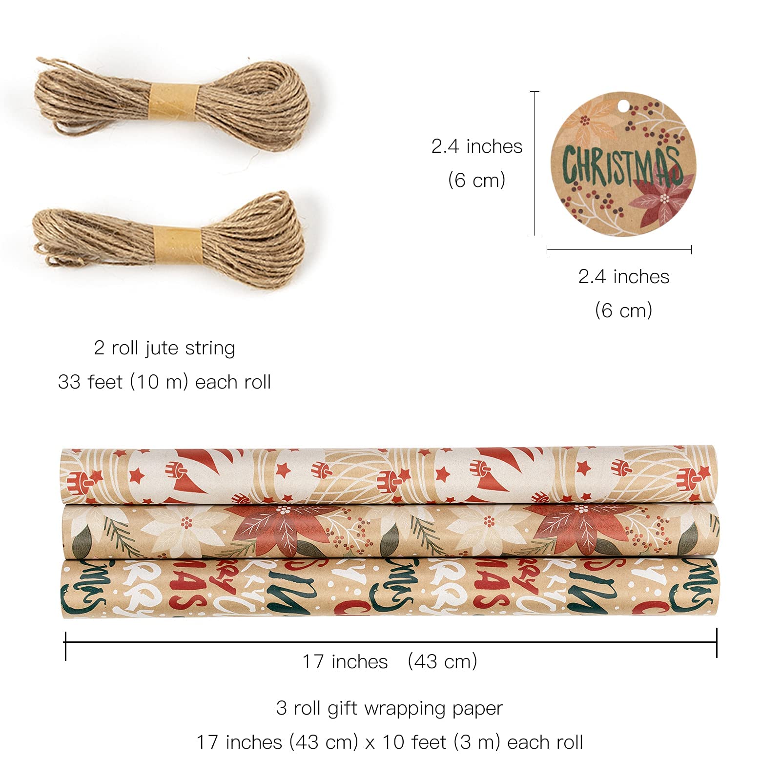 Snapklik.com : RUSPEPA Christmas Wrapping Paper Rolls
