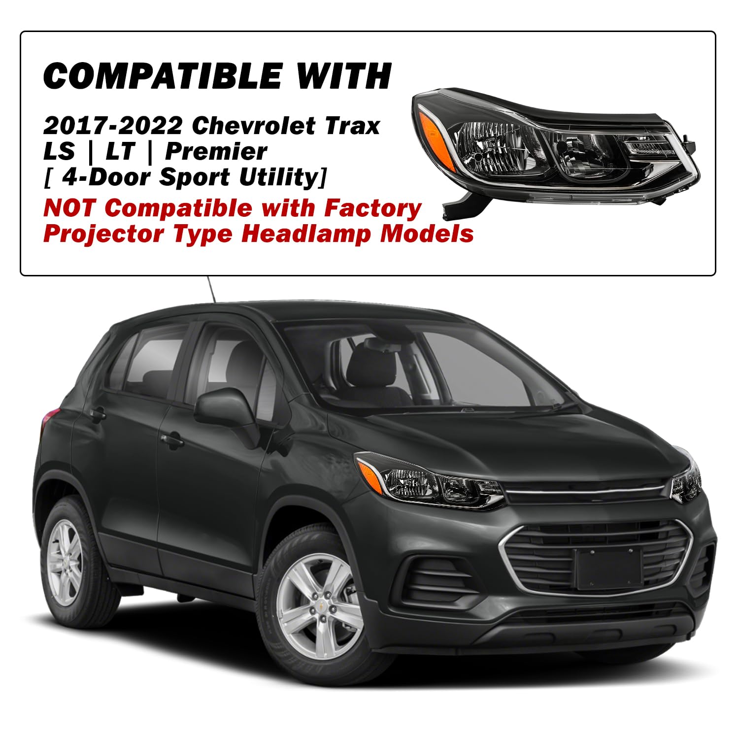 Snapklik.com : Headlight Assembly Fit For 2017-2022 Chevy TRAX W/o LED ...