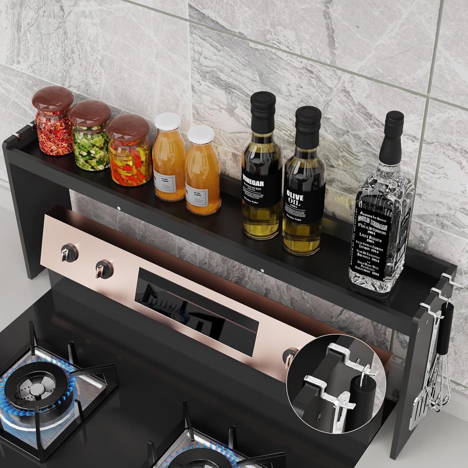 Amazon.com: NKM 32.5inch bamboo spice rack,stove top shelf,over the ...