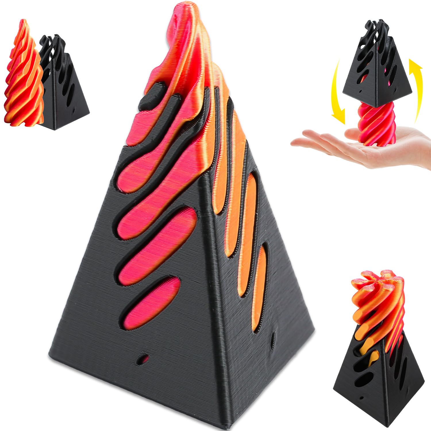 3D Printed Spiral Cone Toy, Pyramid Passthrough Sculpture, Mini Vortex ...