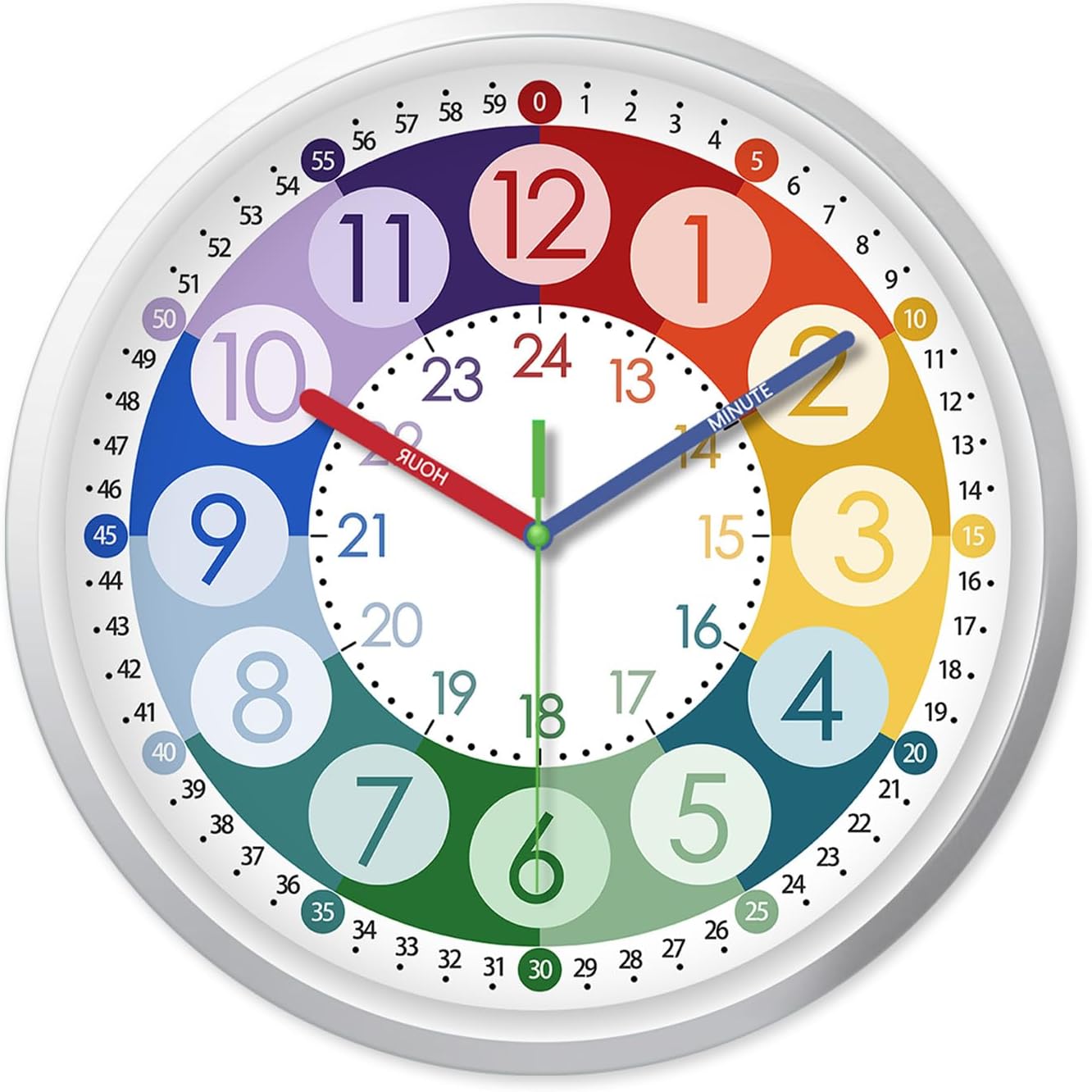 Amazon.com: XFM Learning Clock for Kids 8 Inch Silent Wall Clocks ...