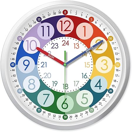 Amazon.com: XFM Learning Clock for Kids 8 Inch Silent Wall Clocks ...