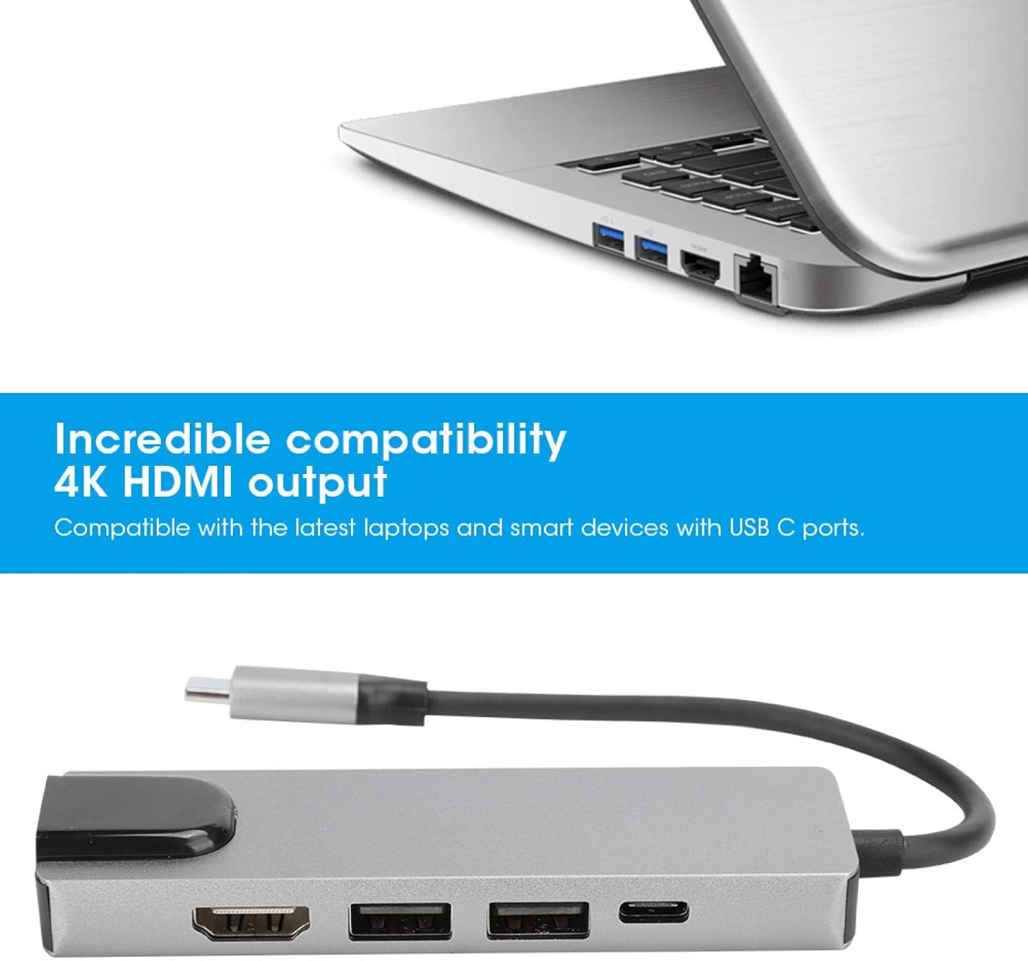 USB Computer Docking Station, 5 in 1 USB‑C Hub to Hdmi Adapter 4K HDMI ...