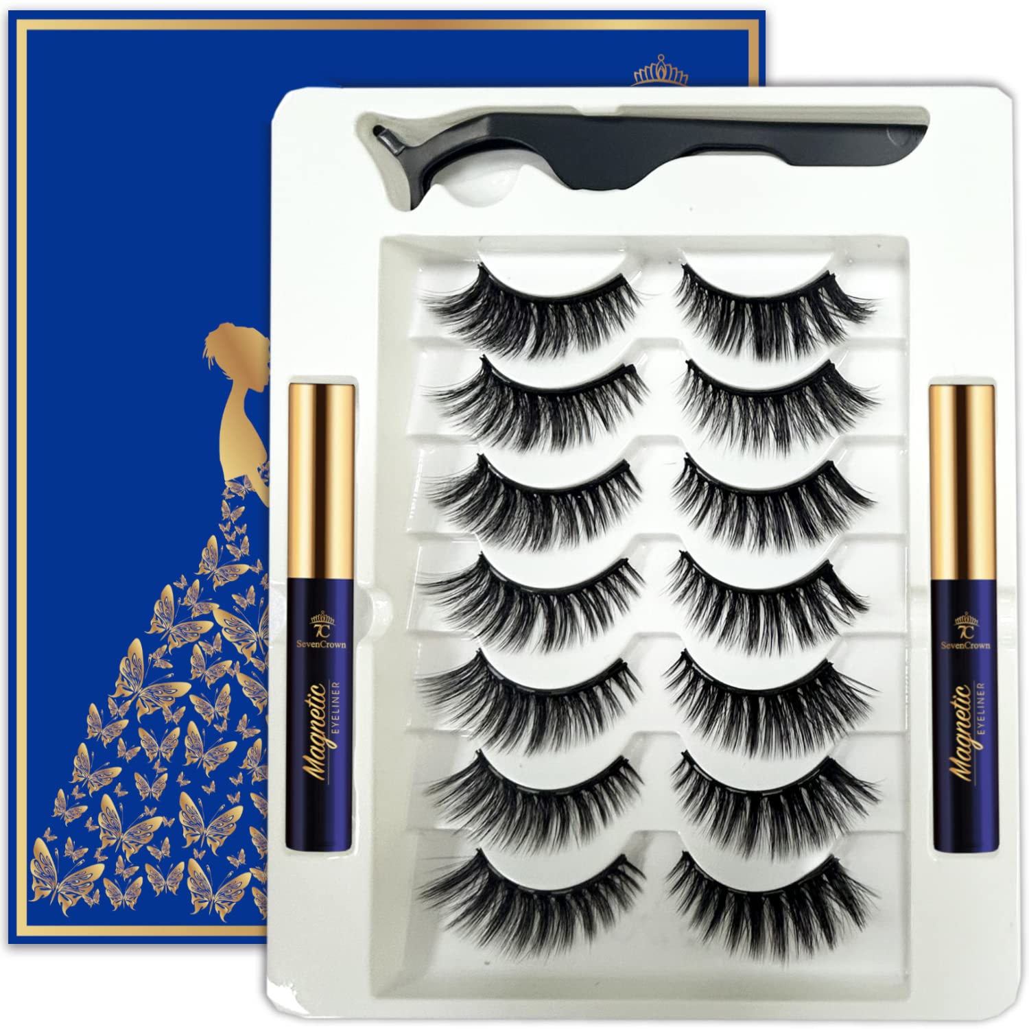 Amazon.com: 7C SevenCrown 3D Magnetic Eyelashes with Eyeliner, Cat-Eye ...