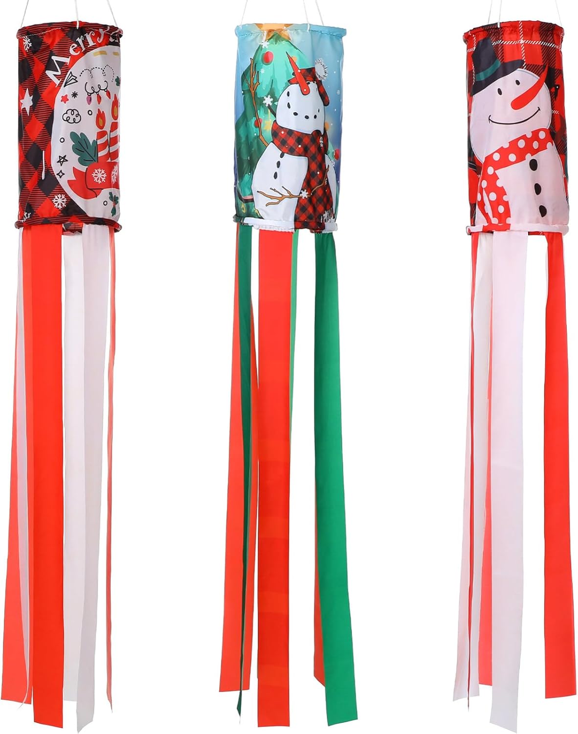 Amazon.com : ABOOFAN 3Pcs Christmas Windsock Snowman Wind Socks Winter ...