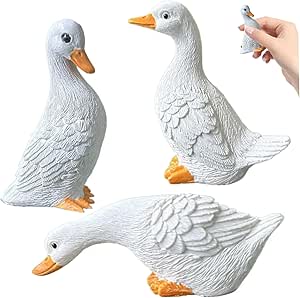 Amazon.com: CAKEEYUM 3 PCS Duck Statue Cute Duck Garden Ornaments Resin ...