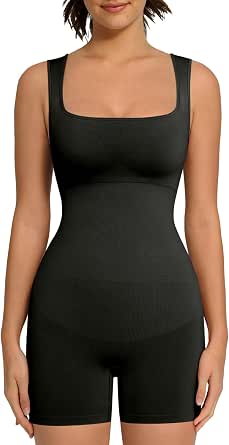 Amazon.com: FeelinGirl Women Yoga Rompers Stretch Strappy Square Neck ...