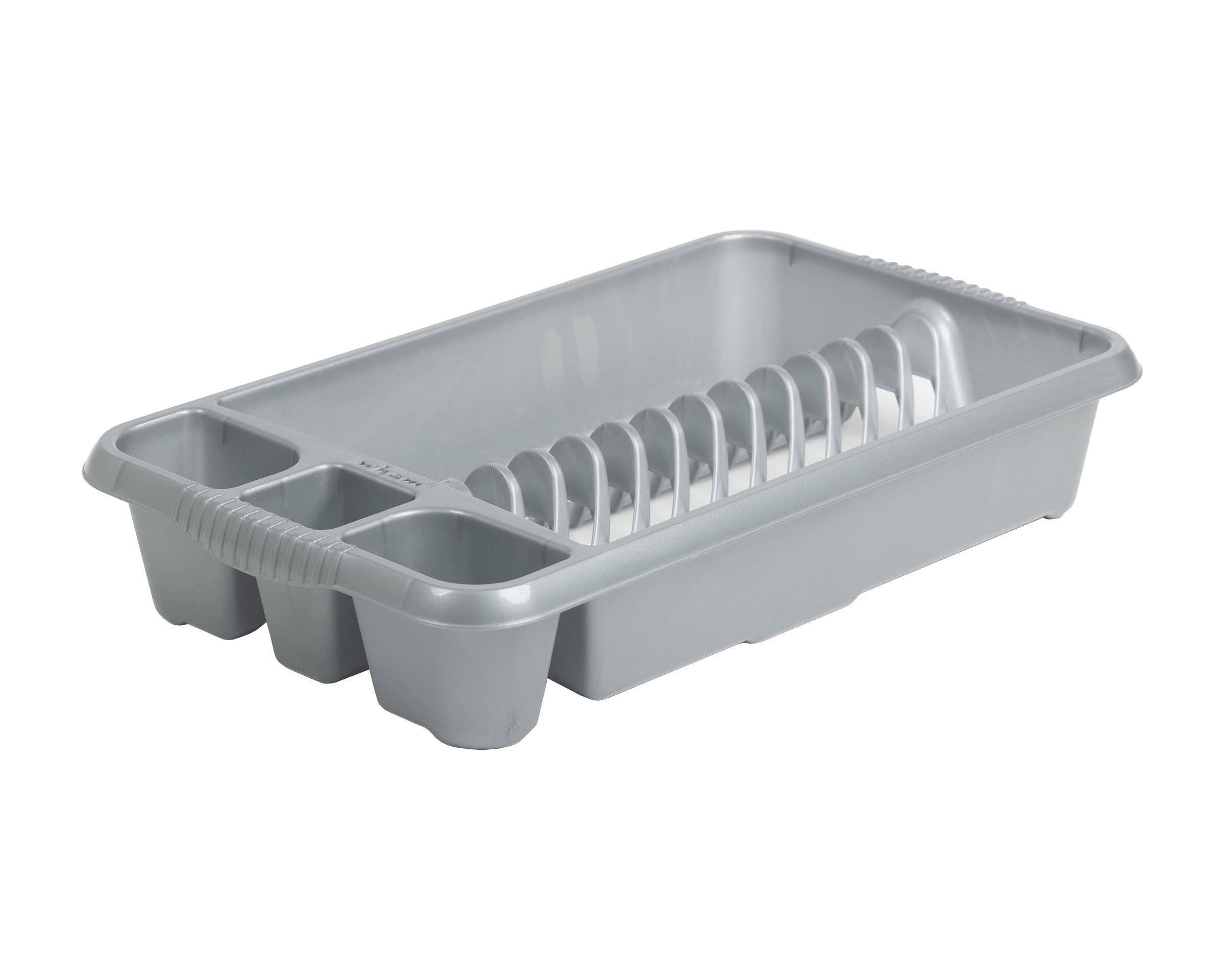 Silver Dish Drainer Kitchen Storage Organiser Medium Plastic Drying ...