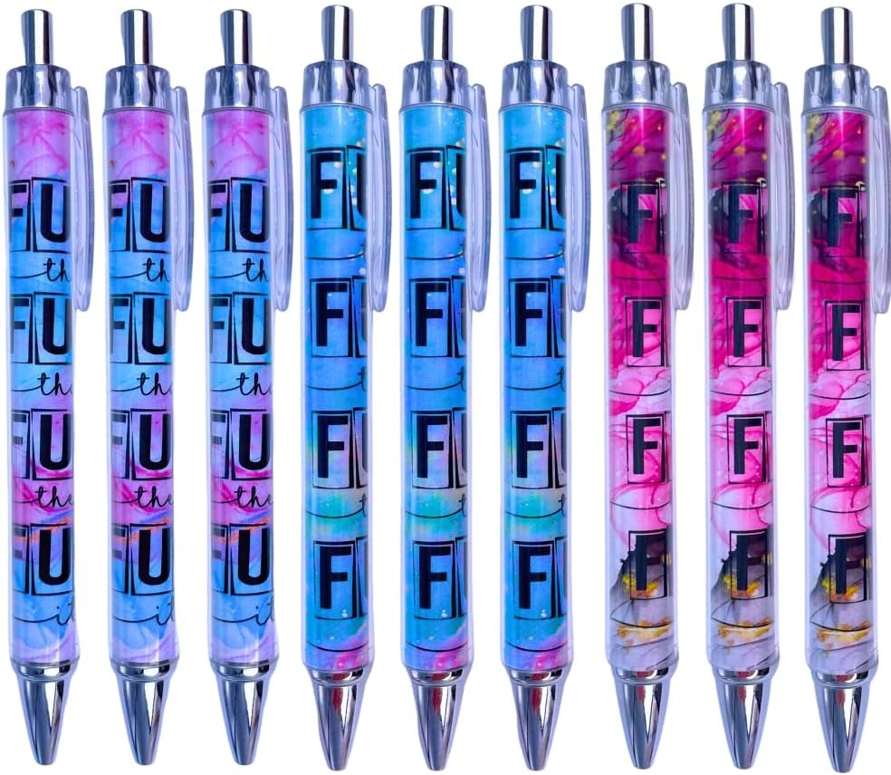 Amazon.com : YJ PREMIUMS 9 PC Funny Fun Pens Set for Adults, FK Swear ...