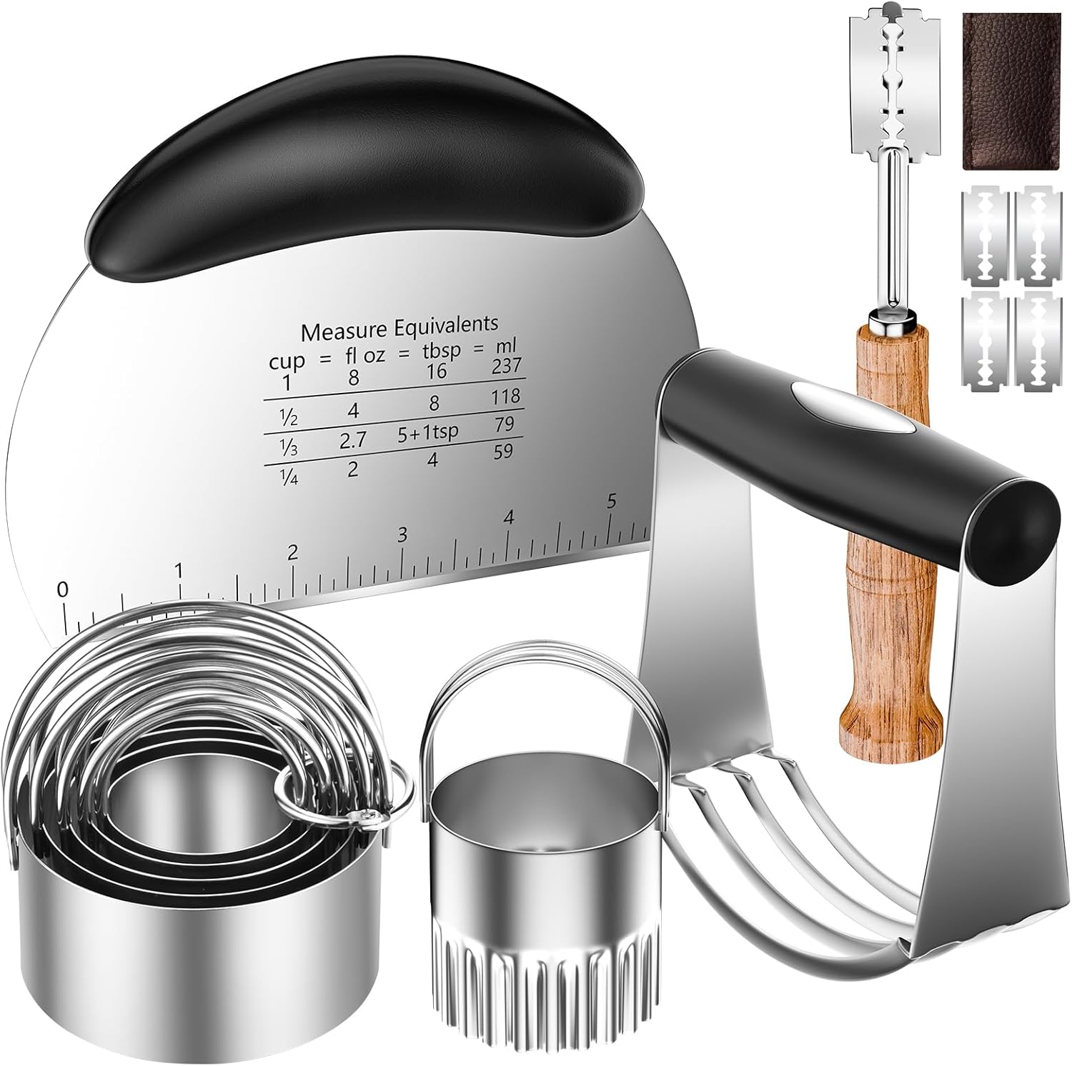 Amazon.com: Pastry Cutter, Biscuit Cutter, Dough Scraper, Bread Lame ...