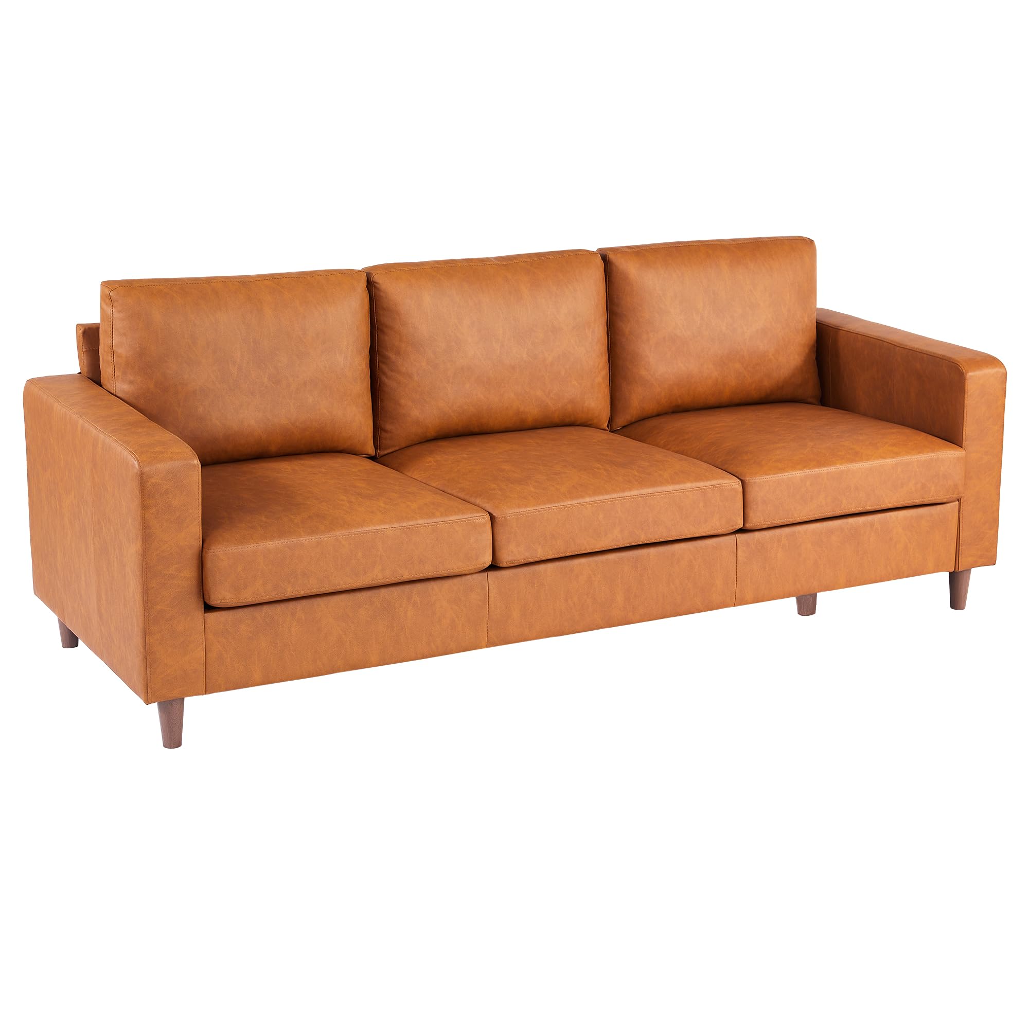 Amazon.com: GarveeHome 85" Leather Couch for Living Room, Modern Sofa ...