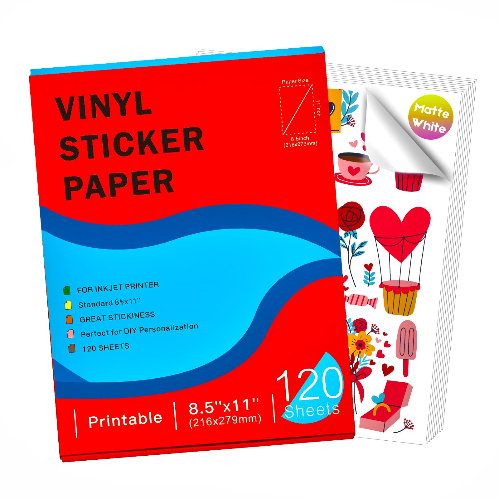 Waterproof Glossy Sticker Paper 60 Sheets Printable - Glossy White 8 ...