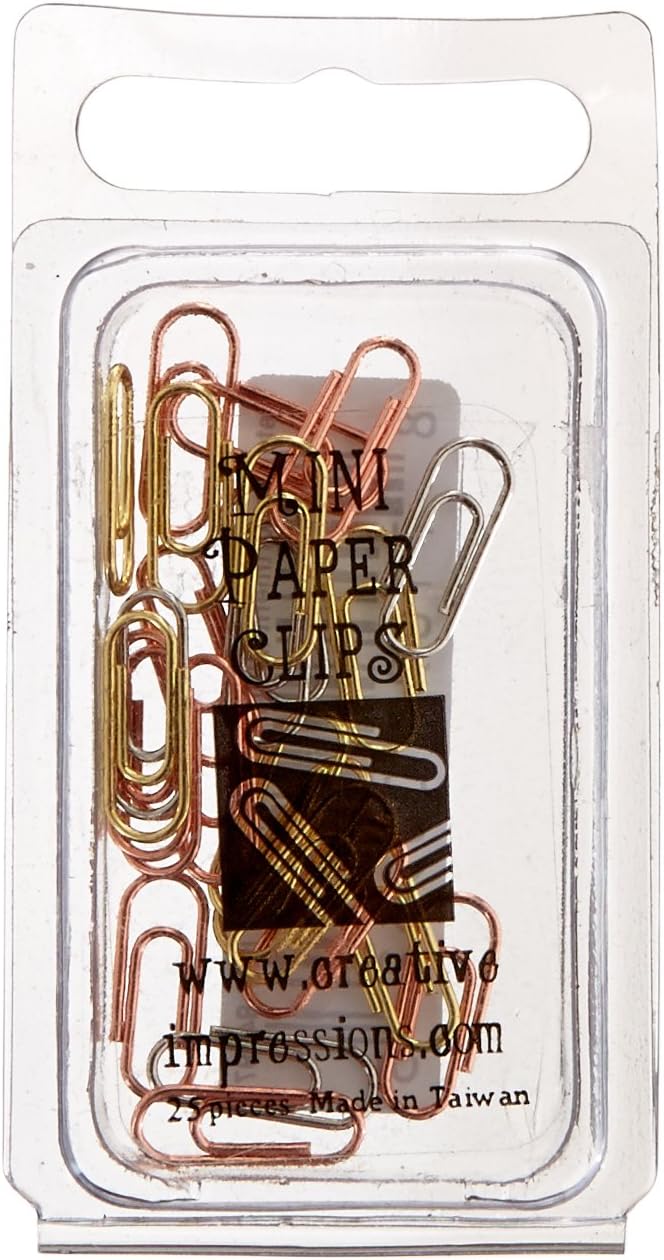 Amazon.com: Mini Metal Paper Clips .5"X.25" 25/Pkg, Silver, Copper & Brass