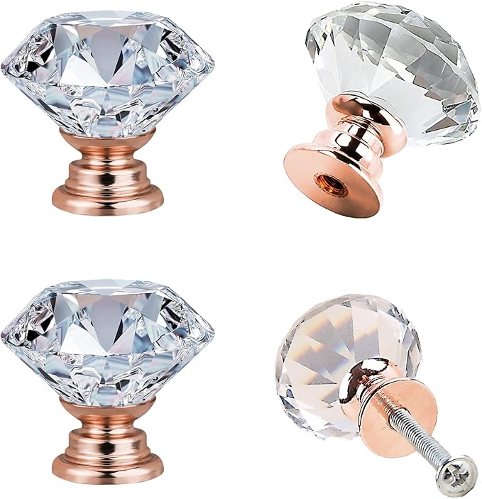 GKONGU Pomelli di Cassetto 10 pezzi,Pomelli per Porta in Cristallo 30mm ...