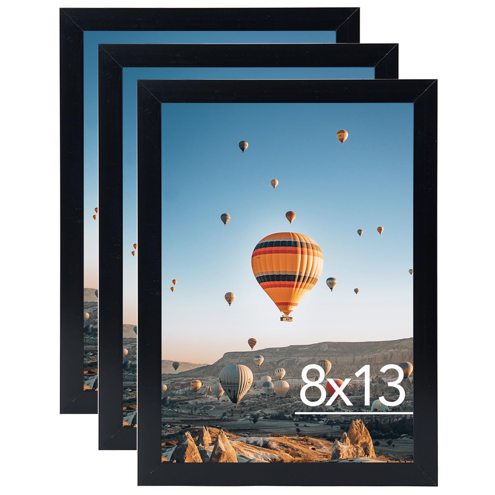Amazon.com: 8x13 Picture Frame Set of 3 Black for Wall Hanging or ...