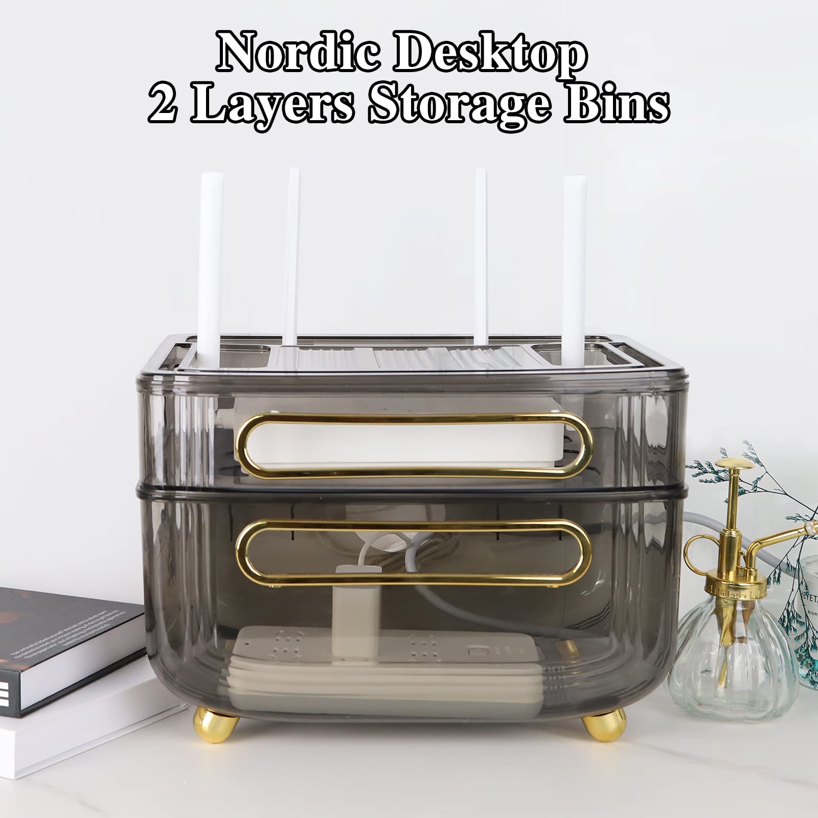 Desktop & Wall-Mounted Router Storage Plastic Wireless WiFi Router Box ...