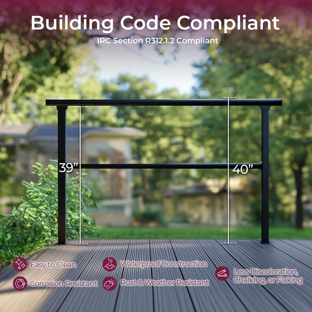 Snapklik.com : CR Fence & Rail Horizontal Metal Deck Railing, 6ft Wide ...