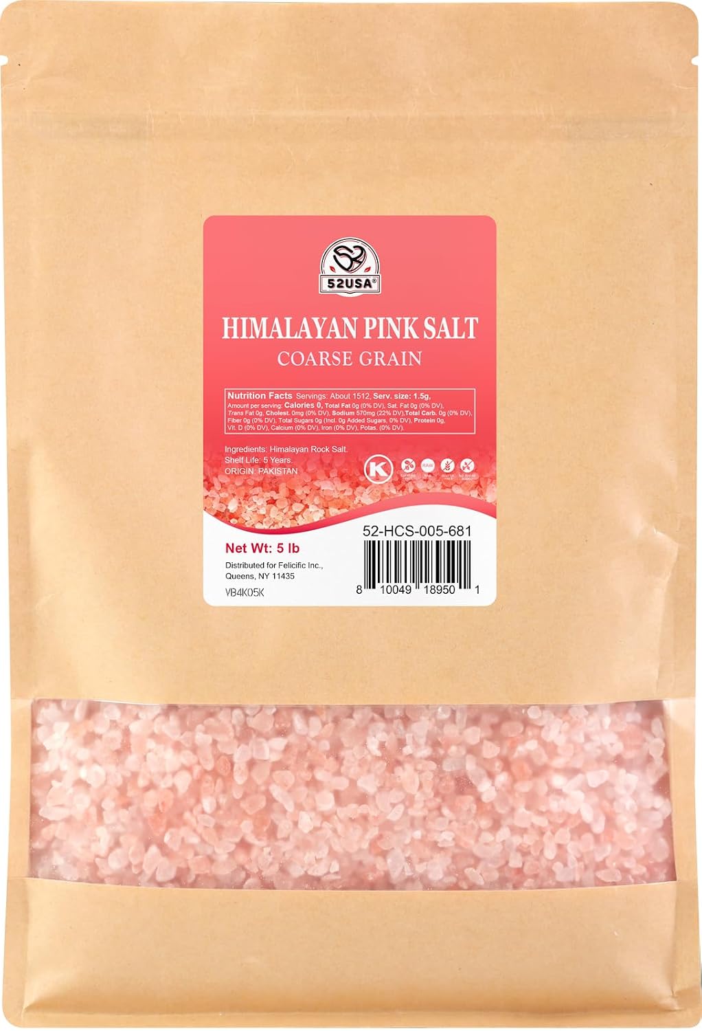 Amazon.com: 52USA Himalayan Pink Salt, Coarse Grain, 80 oz (5 Pound ...