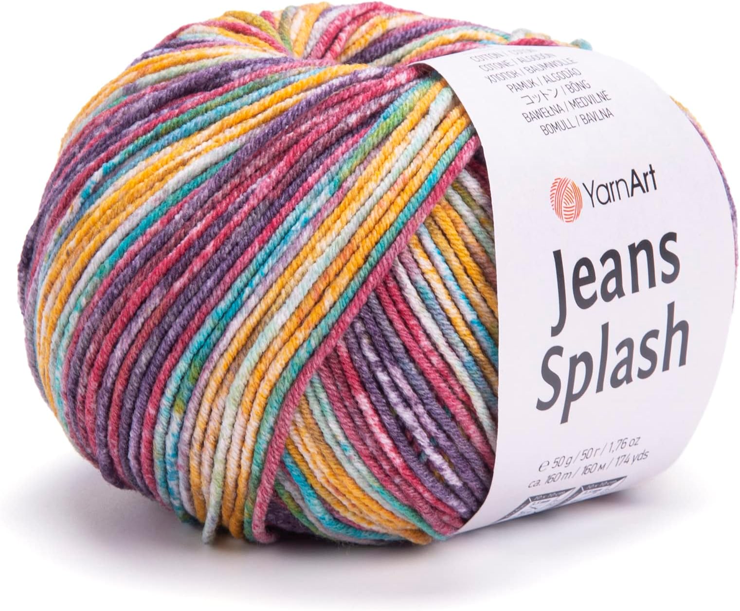 Amazon.com: YarnArt Jeans Splash - Variegated Sport Yarn 55% Cotton 45% ...