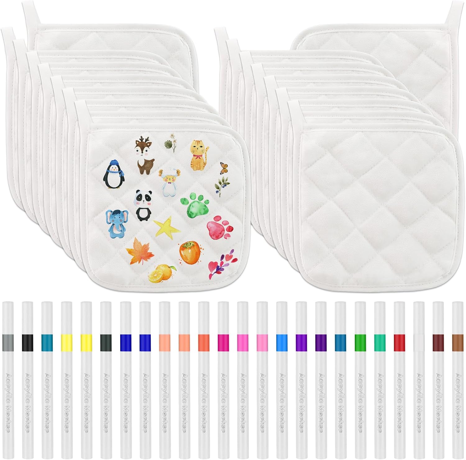Amazon.com: Painting Your Own Pot Holders DIY Craft Project Set- 16 ...