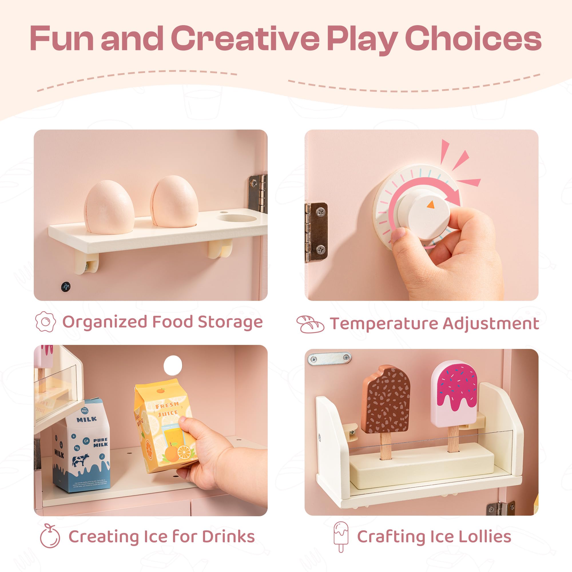 Snapklik.com : Wooden Play Kitchen Fridge, Toddler Kitchen Refrigerator ...