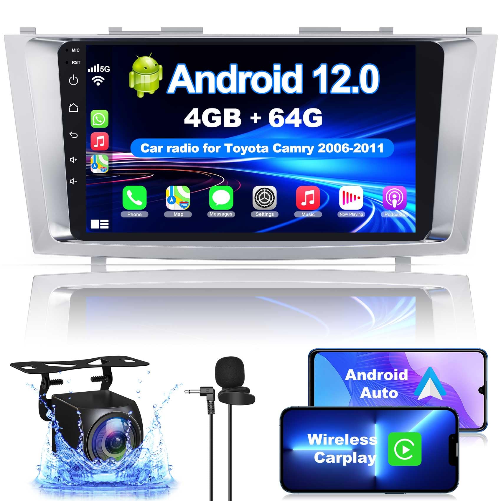 Amazon.com: 4GB+64GB Car Radio for Toyọta Caṃry 2006-2011,9 Inch IPS ...