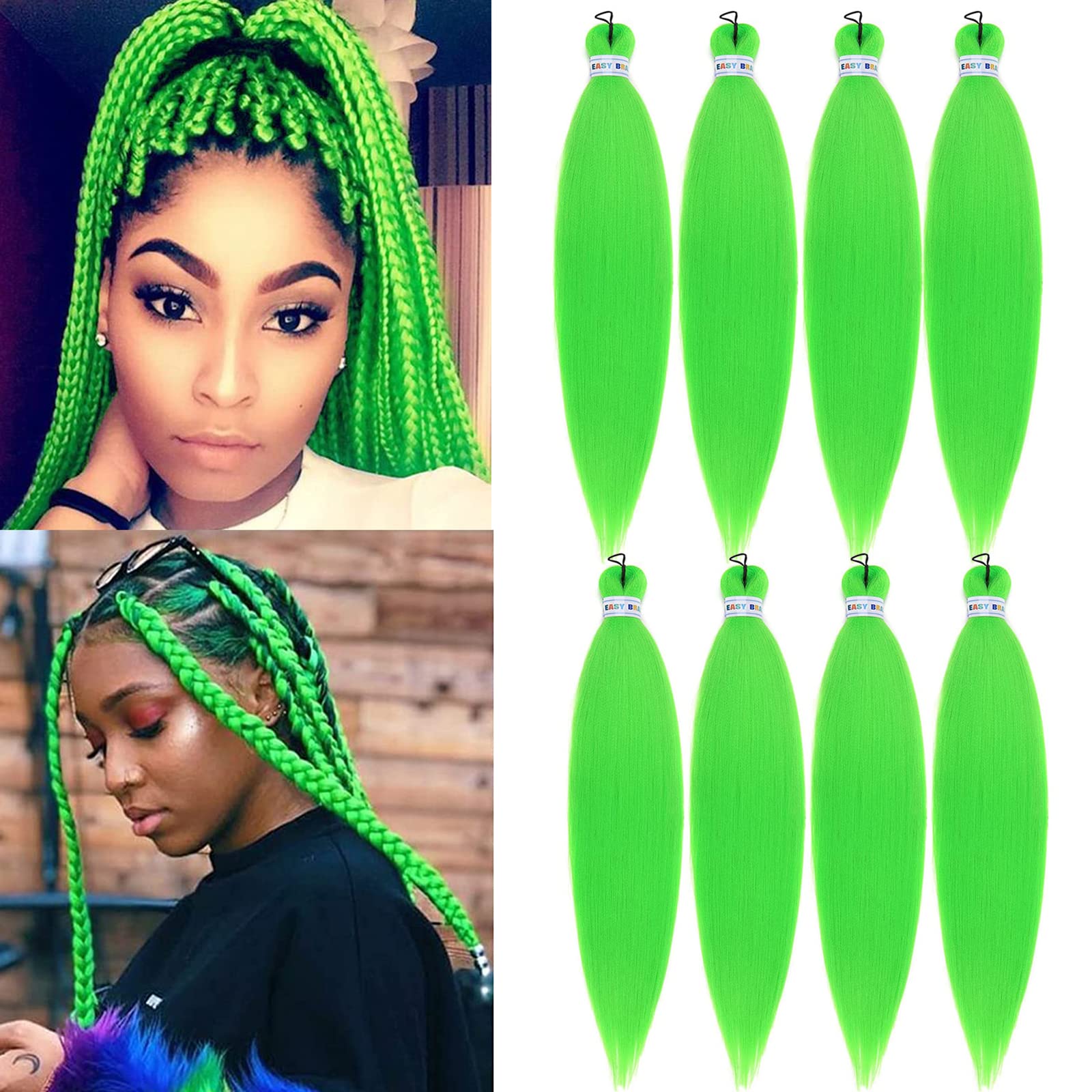 Buy Lime Green Braiding Hair Pre Stretched 8pack 26inch Yaki Texture ...