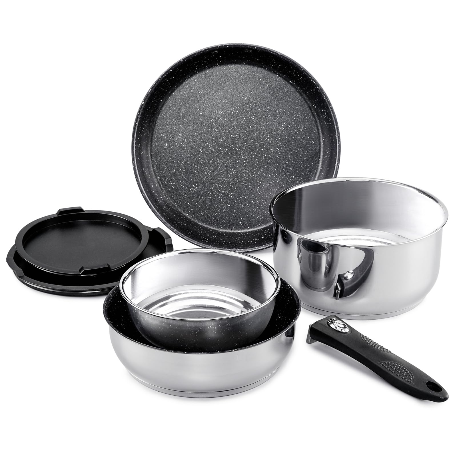 ROSSETTO Set de casseroles induction 7 pièces poele inox batterie de ...