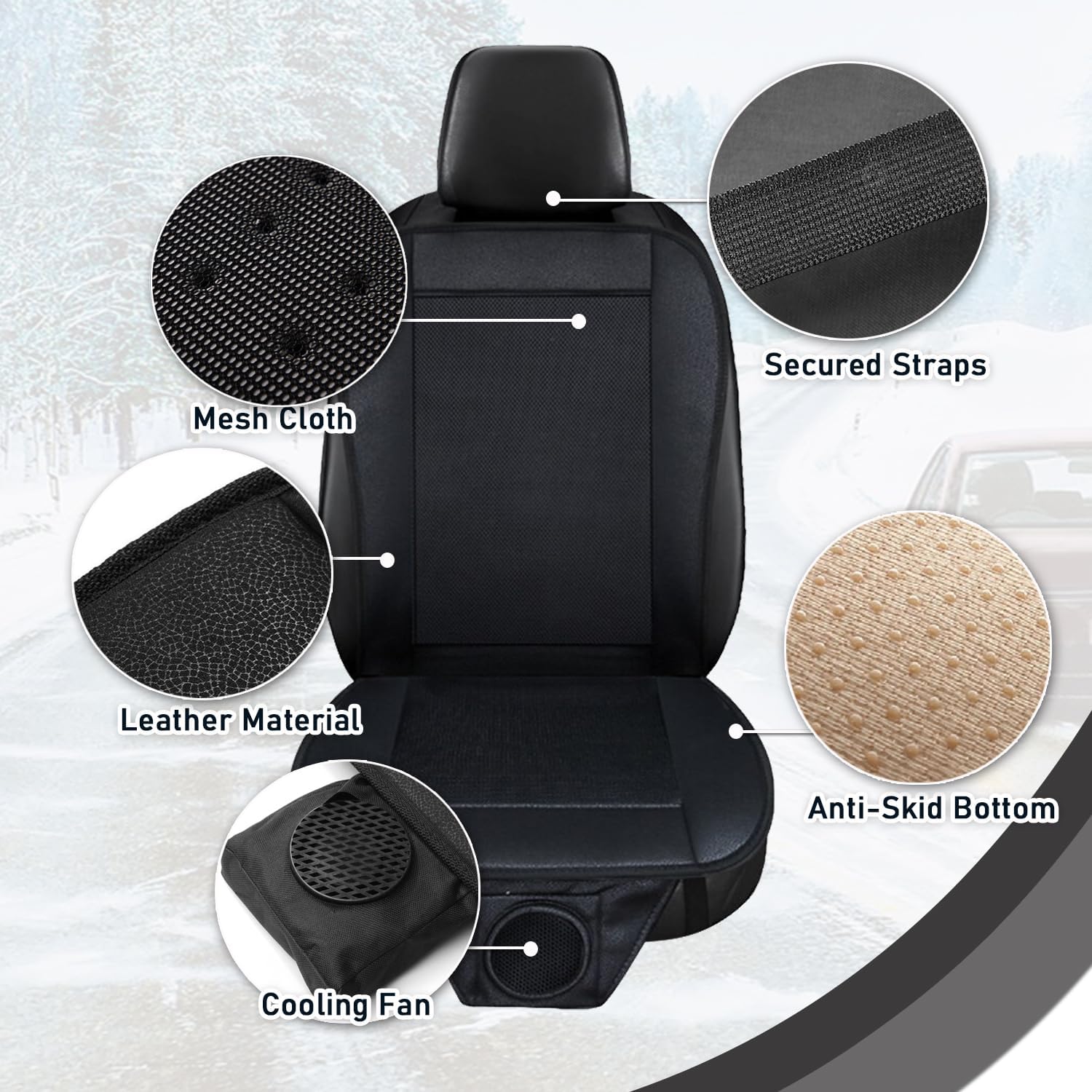 Snapklik.com : Zone Tech Cooling Car Seat Cushion - Black Automotive ...