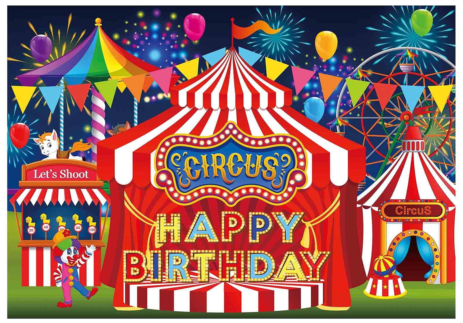 Buy Allenjoy 7x5ft Circus Happy Birthday Party Backdrop Family Tent ...