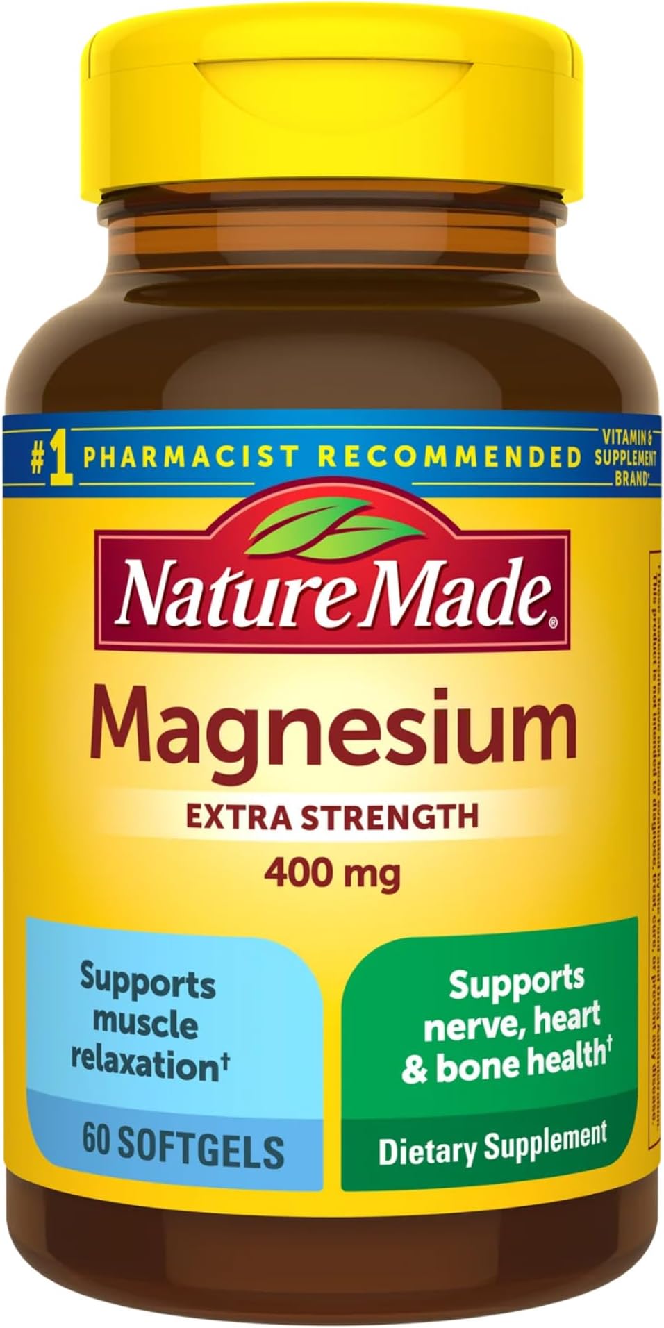 Amazon.com: Nature Made Extra Strength Magnesium 400 mg., 180 Softgels ...