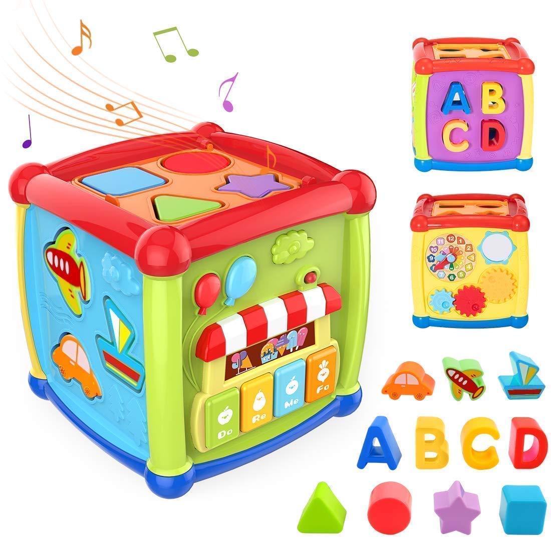 Ascetic 6 in 1 Baby Activity Cube Includes ABCD Letters Colorful Shape ...
