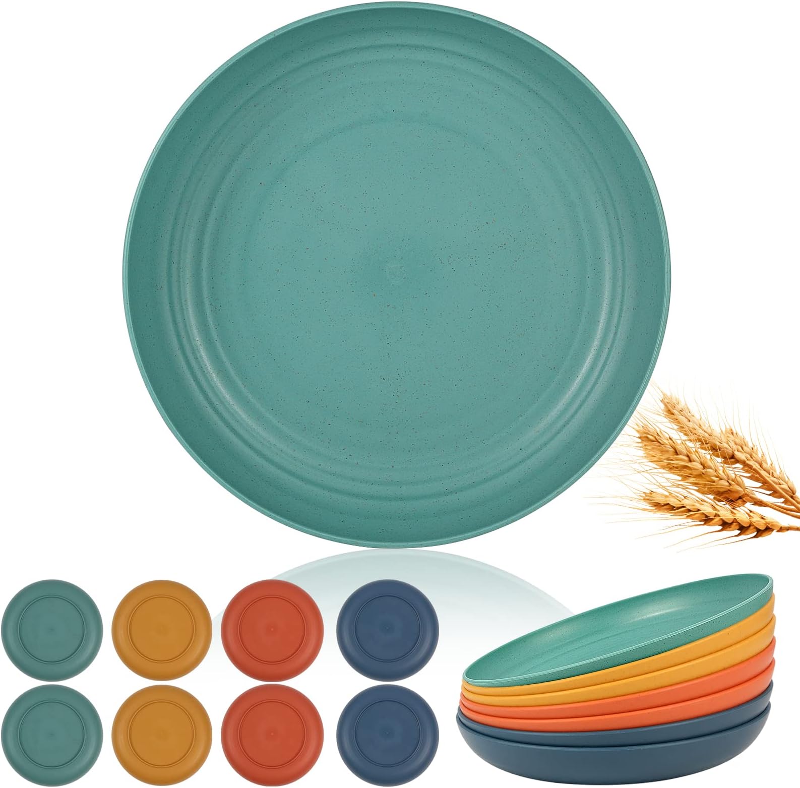 Amazon.com | Wrova wheat straw bowls and 9inch plates bundle with cups ...