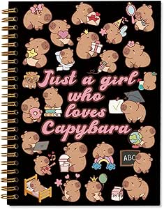 Amazon.com : WXHUM Black Capybara Notebook Journal for Girls Women ...