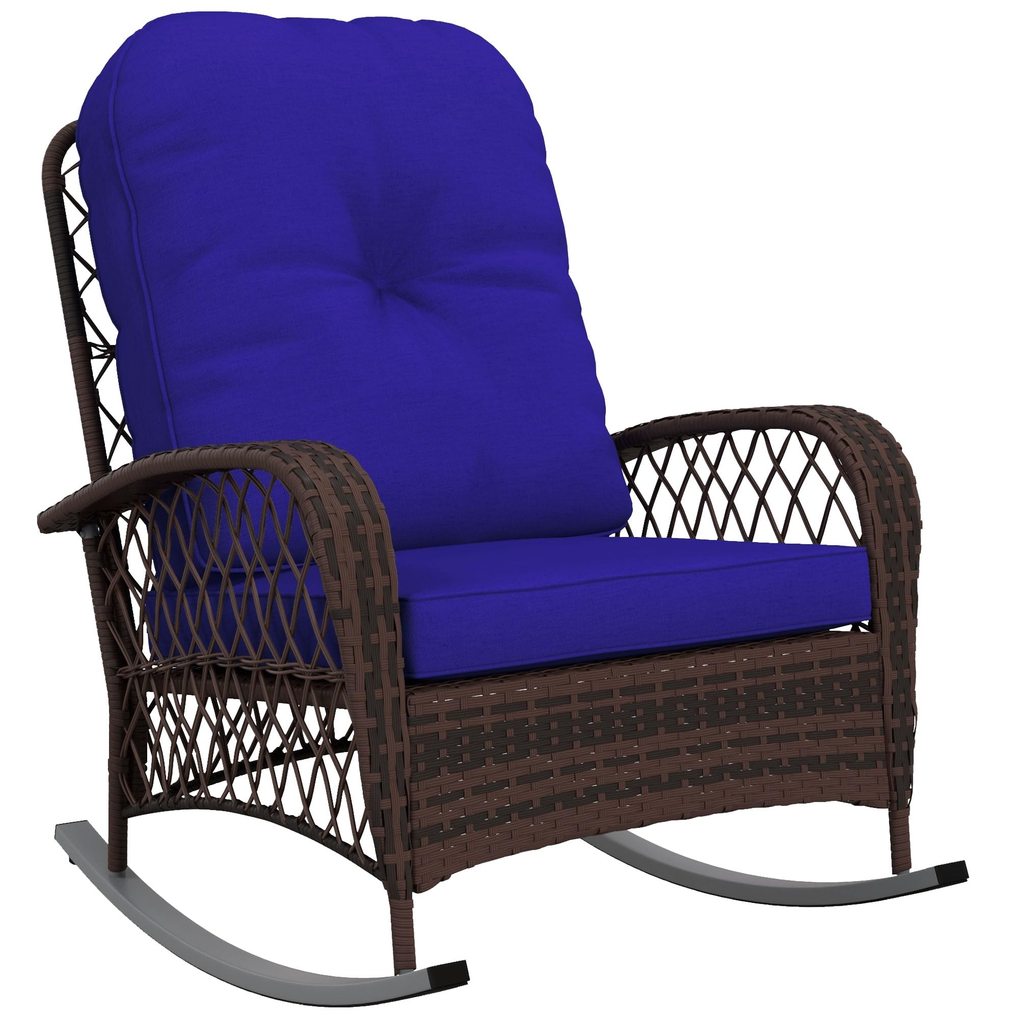 Amazon.com : Outsunny Outdoor Wicker Rocking Chair with Wide Seat ...