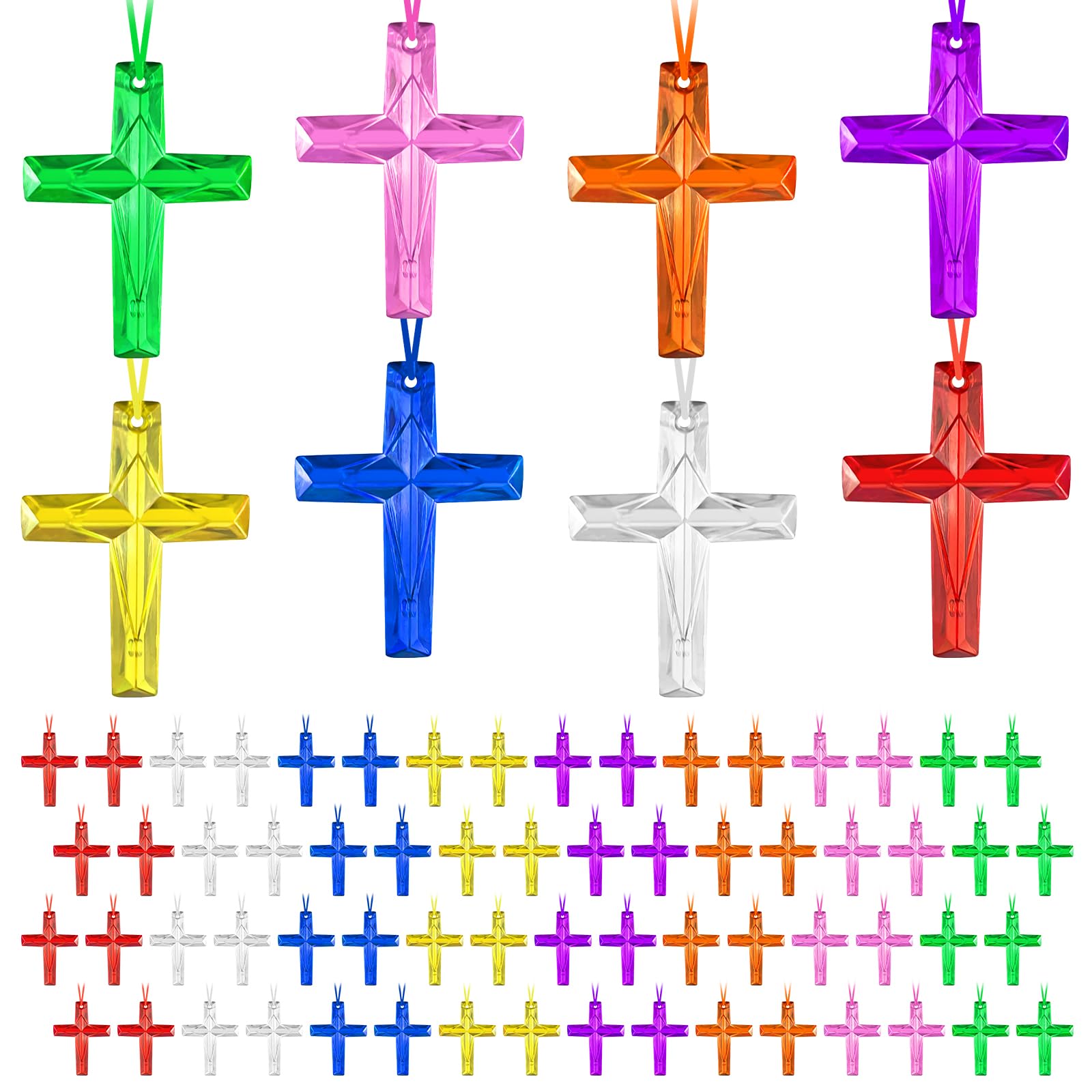 Amazon.com: 120 Pieces Crystal Cross Necklace Plastic Cross Necklace ...