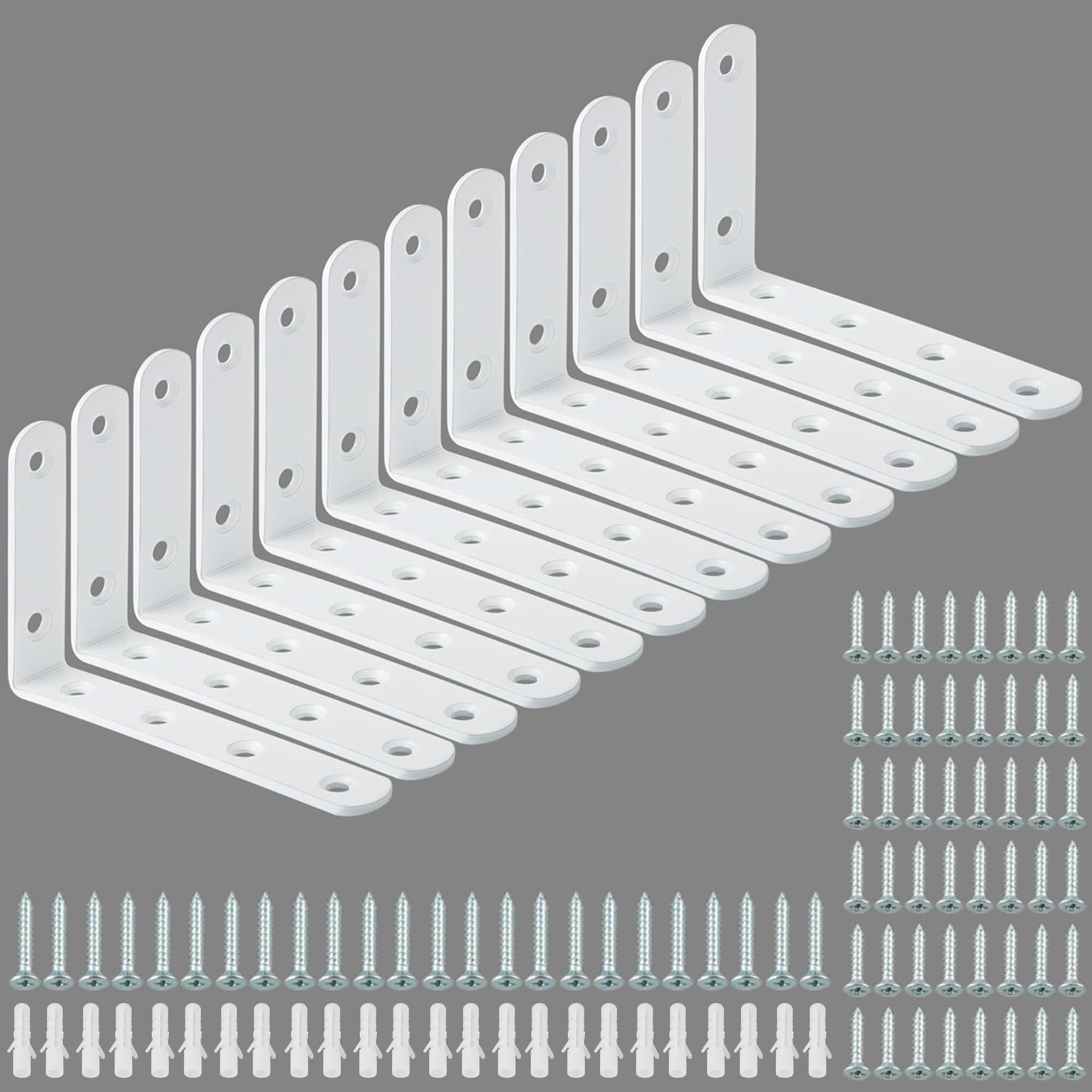 Snapklik.com : Alise 12 Pack Floating Shelf Brackets,White Heavy Duty L ...