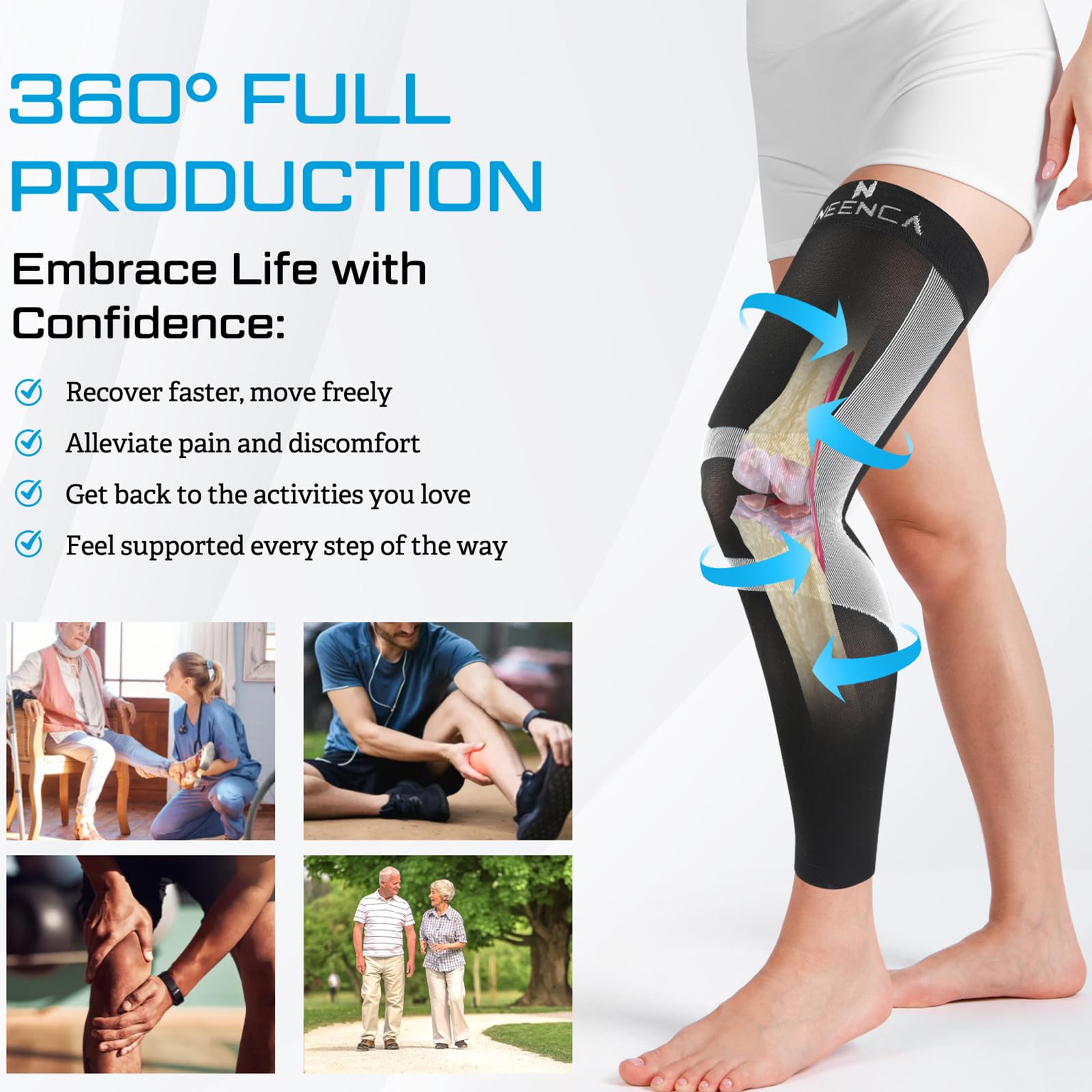 Snapklik.com : NEENCA Leg Sleeves For Men & Women, 20-30mmHg Full ...